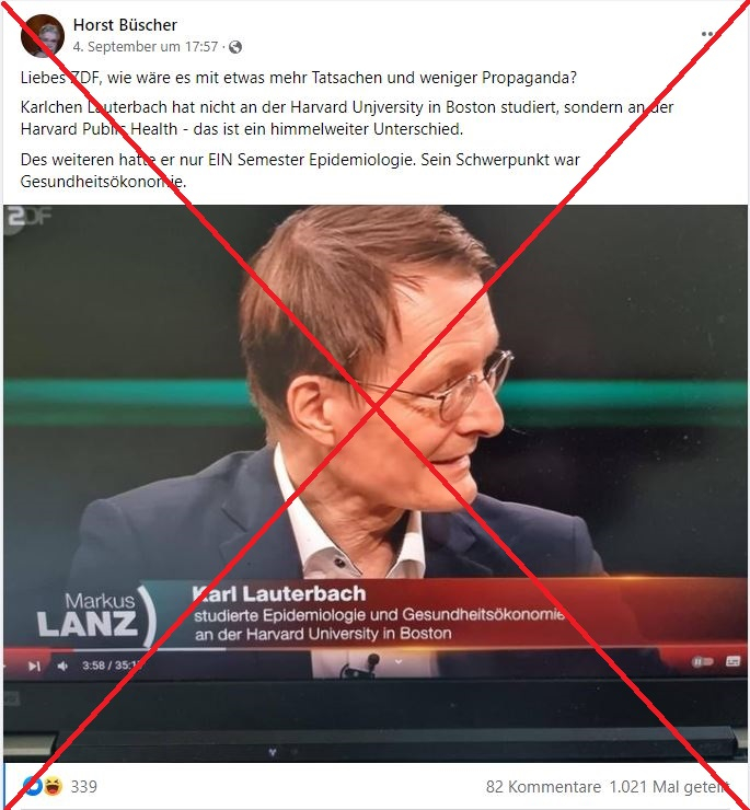 Karl Lauterbach hat an der Universität Harvard studiert | Faktencheck
