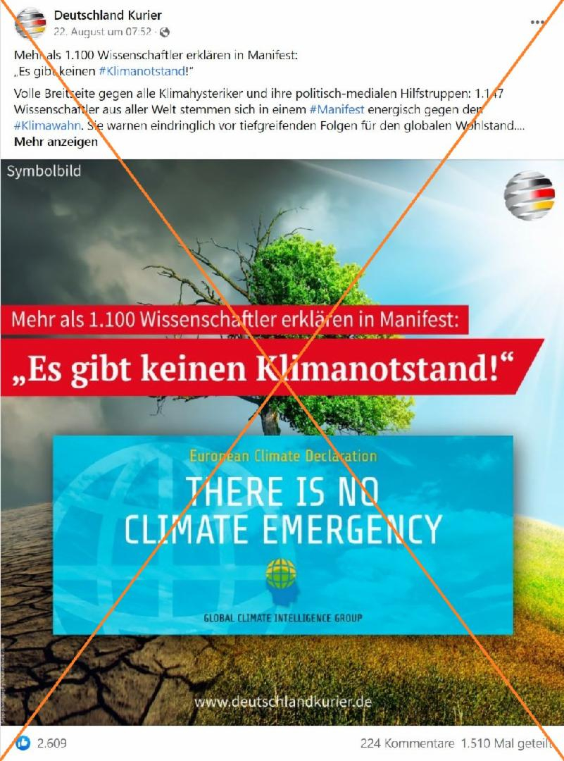 Diese Erklärung verbreitet Falschinformationen über den Klimawandel ...